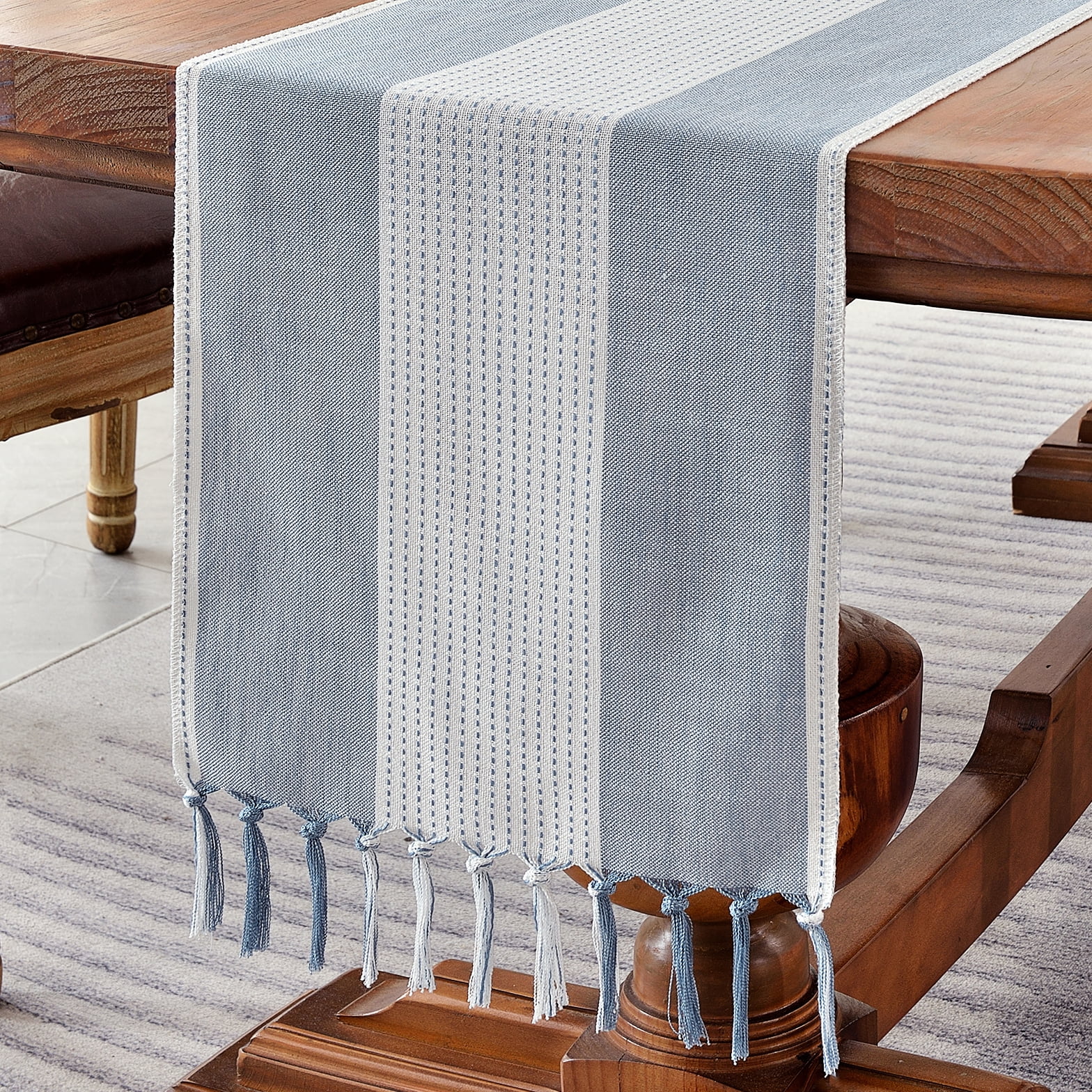 Wracra Cotton Linen Macrame Table Runner, Blue, 13"×36" - Walmart.com