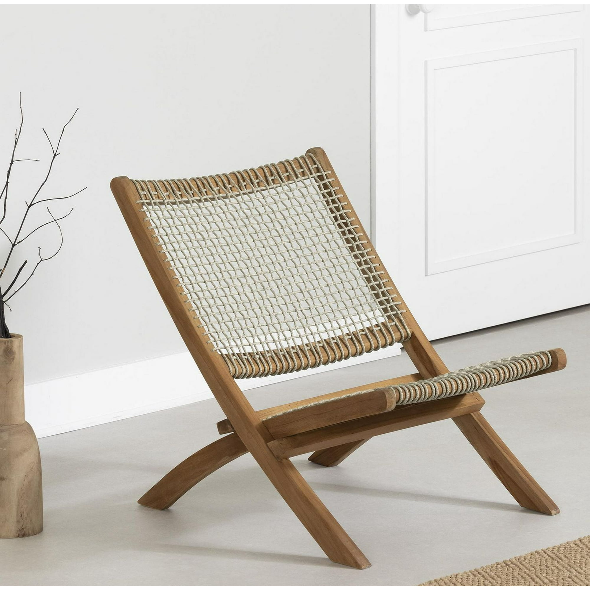 Click here for South Shore Balka Wood And Woven Rope Lounge Chair... prices