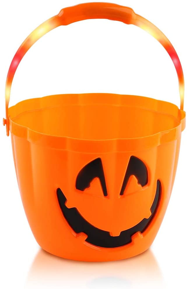 Halloween Light Up Pumpkin Bucket, Large Pumpkin Candy Bucket Orange ...