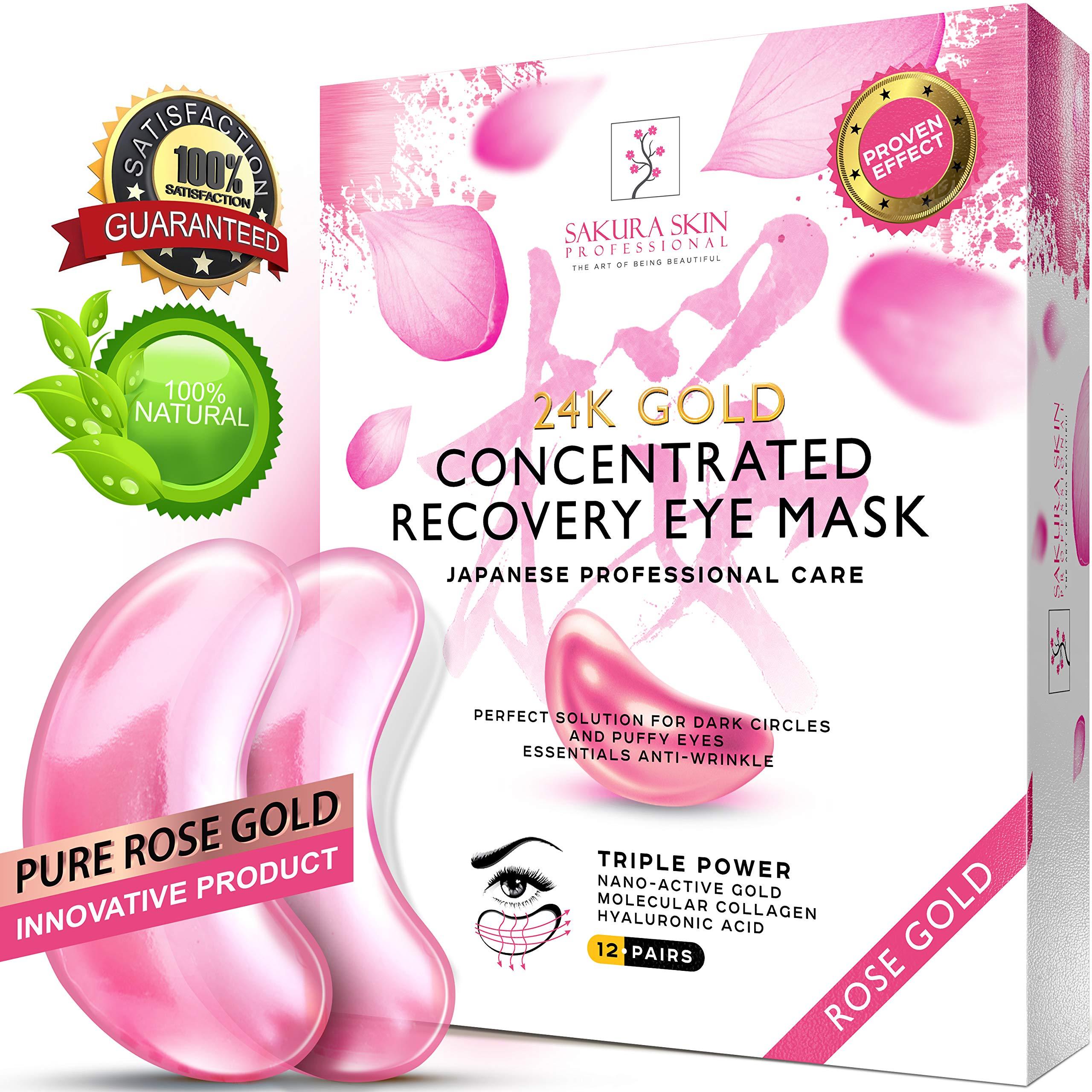 Eye Pads 24k Rose Gold Eye Mask Anti-Aging Hyaluronic Acid Eye Patches ...