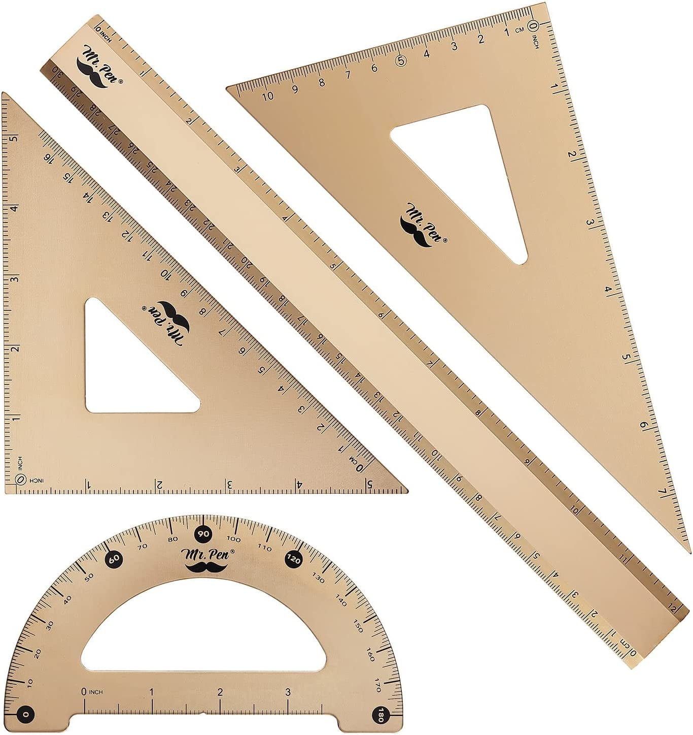 Mr. Pen- Geometry Set, Gold Color, 4 Pack, Metal Geometry Kit, Triangle ...