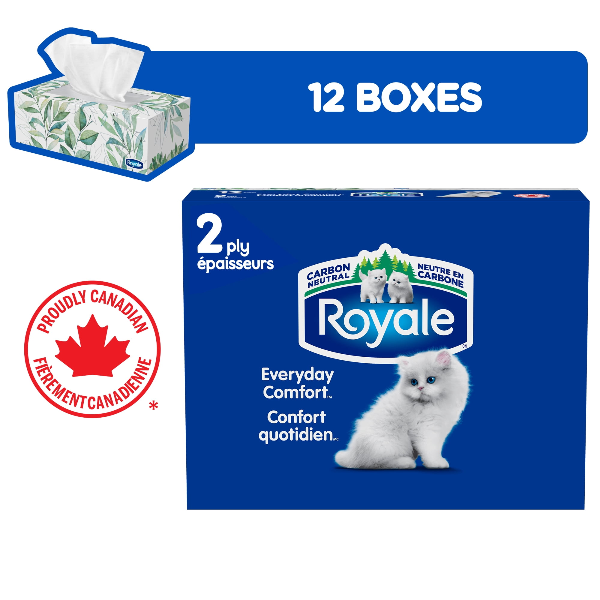 Royale Everyday Comfort, 2 Ply Facial Tissue, 12 Flat Boxes, 126 ...