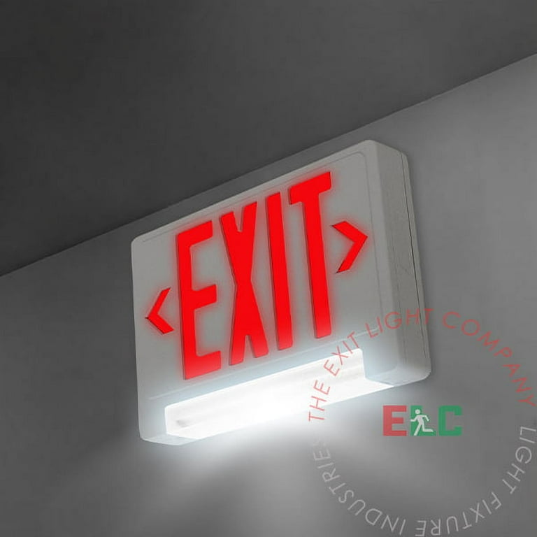 All Led Red Exit Sign Emergency Light Combo With Battery Backup ...