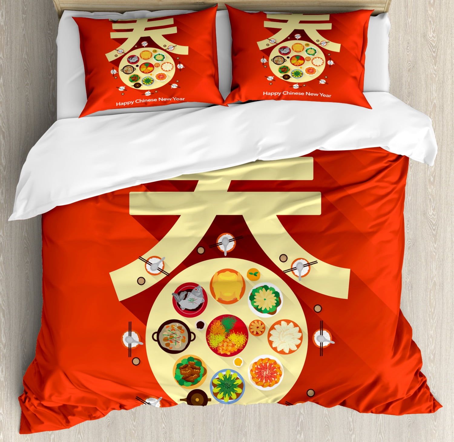 Chinese New Year King Size Duvet Cover Set, Traditional Family Reunion ...