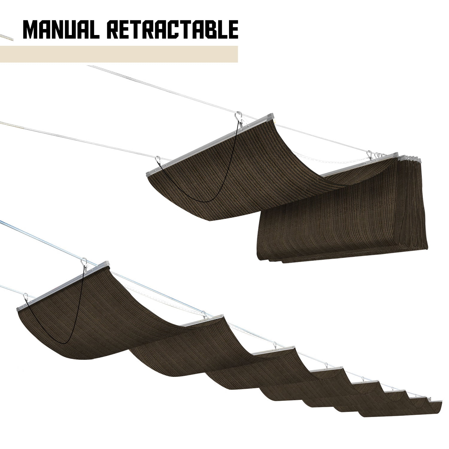 TANG Sunshades Depot Brown Pergola Shade Cover Retractable Replacement ...