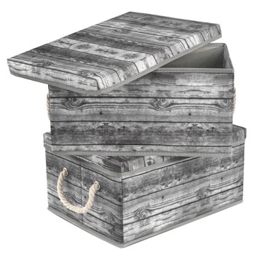 Wooden Pattern Storage Box - Brown (2 Pack) - Walmart.com