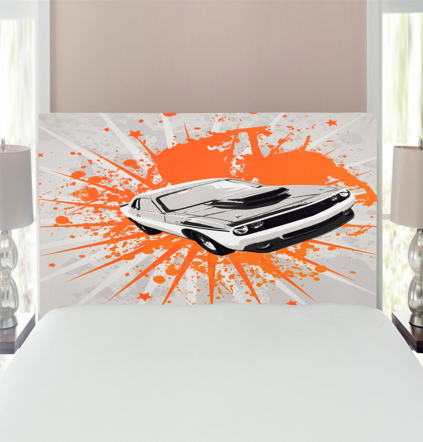 Cars Headboard, Graffiti Style Inspired Sports Car Sprinting Graphic ...