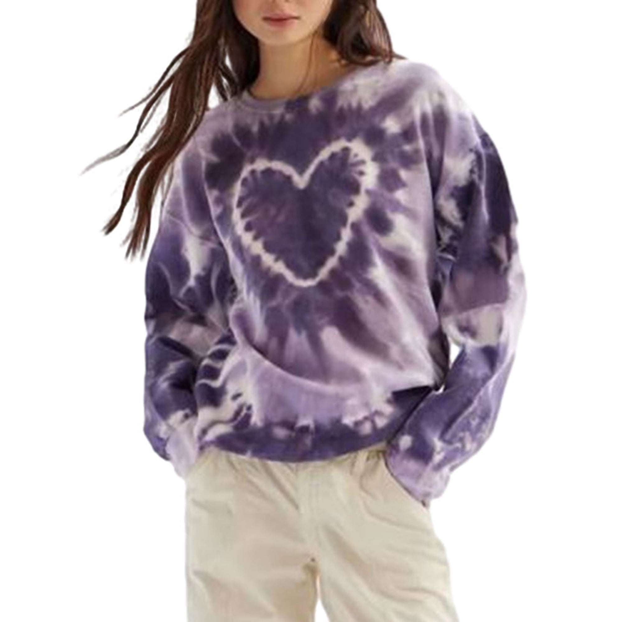 Click here for Gupgi Women Heart Tie Dye Sweatshirts Long Sleeve... prices
