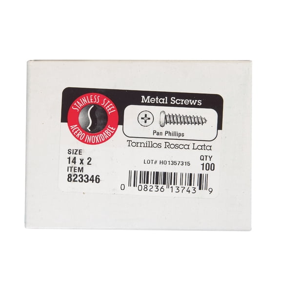 Hillman 823346 14 x 2 in. Pan Head Sheet Metal Screws Stainless Steel ...