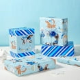 Hanukkah Wrapping Paper Roll, Cute Holiday Dog Print & Blue Stripes ...
