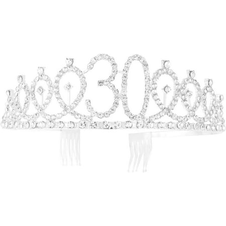 30th Birthday Tiara Crystal Crown Rhinestone Princess Birthday Crown ...