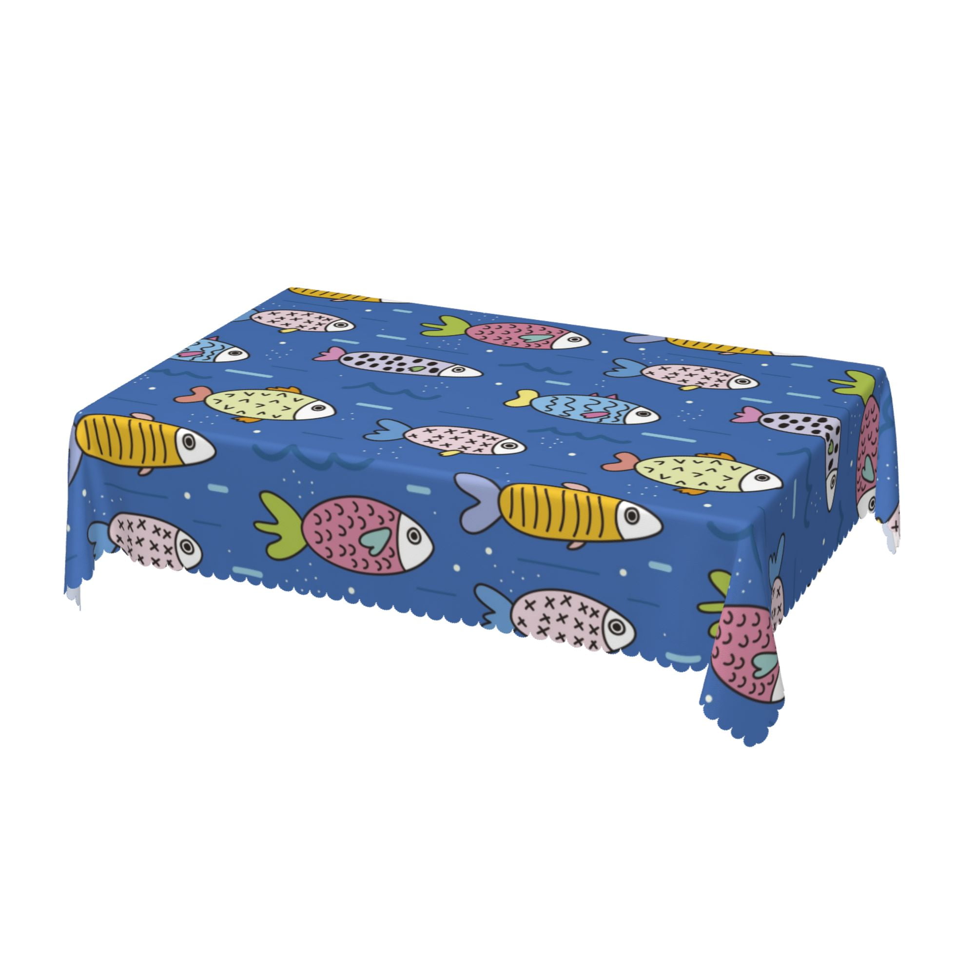 DouZhe Rectangular Tablecloth, Blue Sea Fish Table Cloth for Kitchen ...