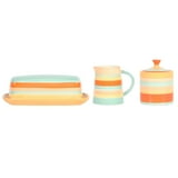 Wanda June Home Vintage Stripe Orange Stoneware Butter Dish, Sugar ...