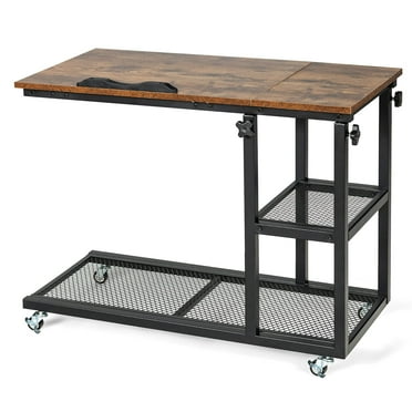 Tribesigns Movable Height Adjustable C Table with Wheels, Sofa Bedside ...