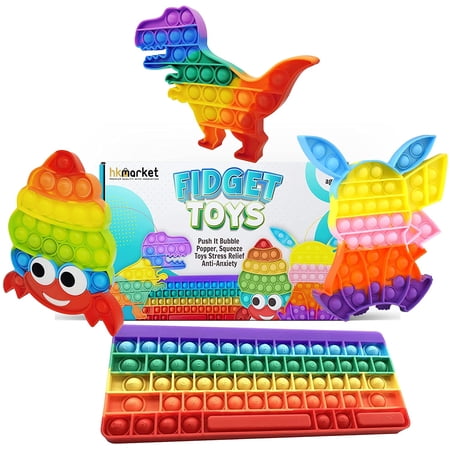 【4 Packs】 Push Pop Bubble Sensory Fidget, Push It Bubble Popper ...