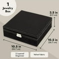 Black Jewelry Box with Lock, Two-Layer Travel Display Case and Storage ...