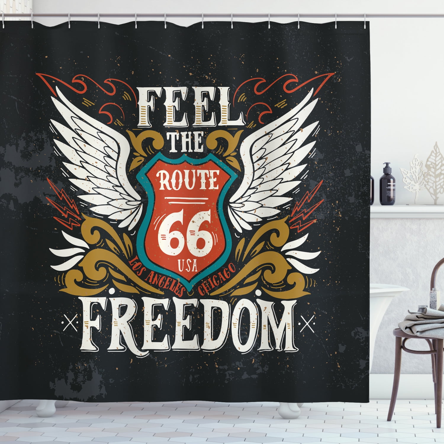 Ambesonne Motorcycle Shower Curtain, Biker Motto Words, 69"Wx75"L ...