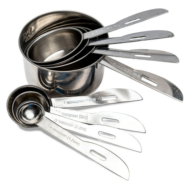 Imperial Home Stackable 8 Pc Stainless Steel Measuring Cup and Spoon ...