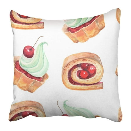 BOSDECO Brown Breakfast Watercolor Sweets Design Cake Appetizing Bake ...