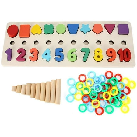 Wooden Toddler Puzzles Boards, Shape and Number Blocks Puzzle Board Set ...