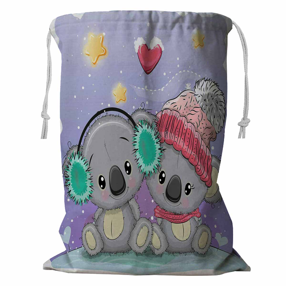 ABPHQTO Two Koalas In Hats Storage Basket Laundry Bag with Drawstring ...