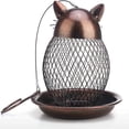 Lypsnake Cat Shaped Iron Bird Feeders, Mesh Seed Container With Copper ...