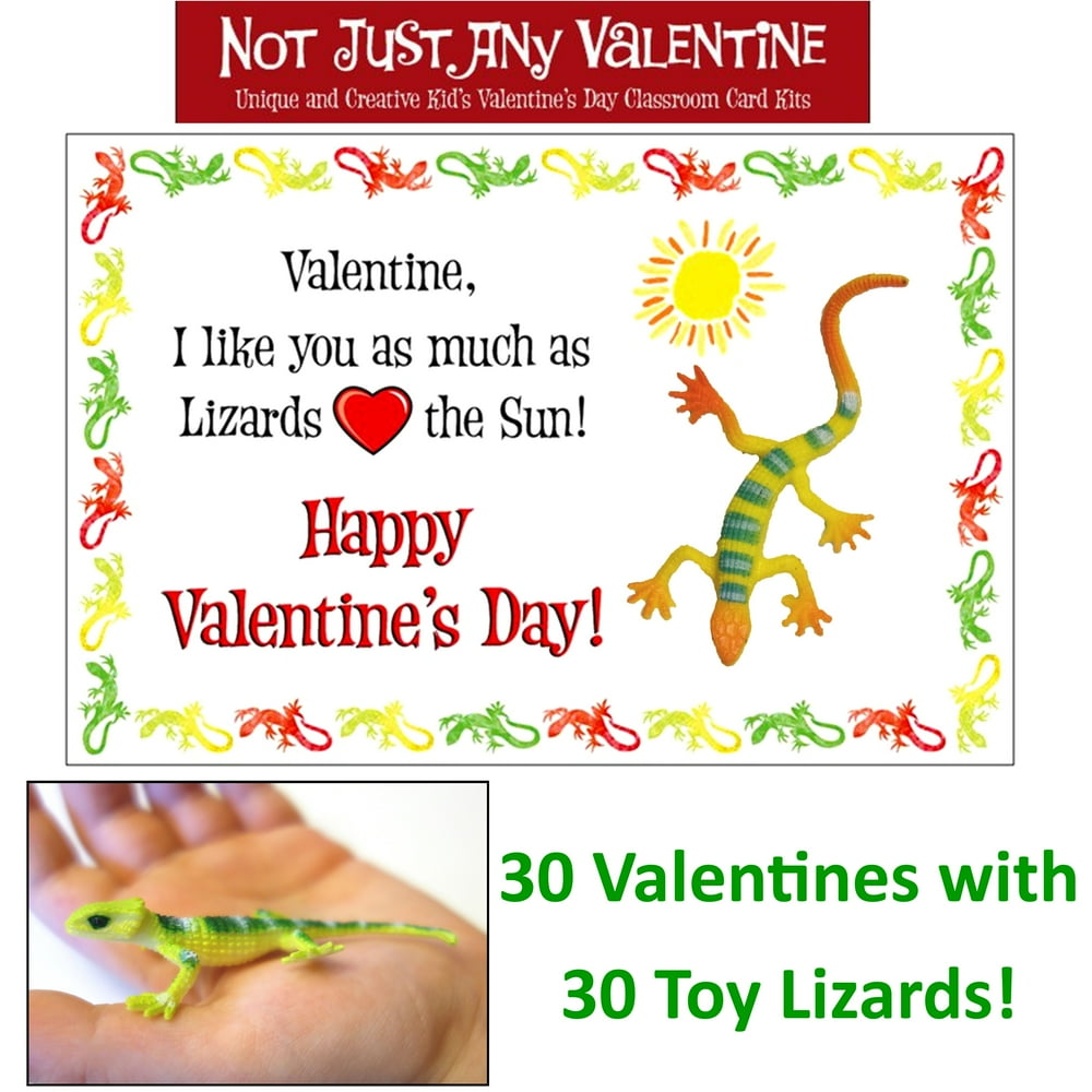 30 Lizard Classroom Valentines with Toy (Instead of Candy) - Unique ...