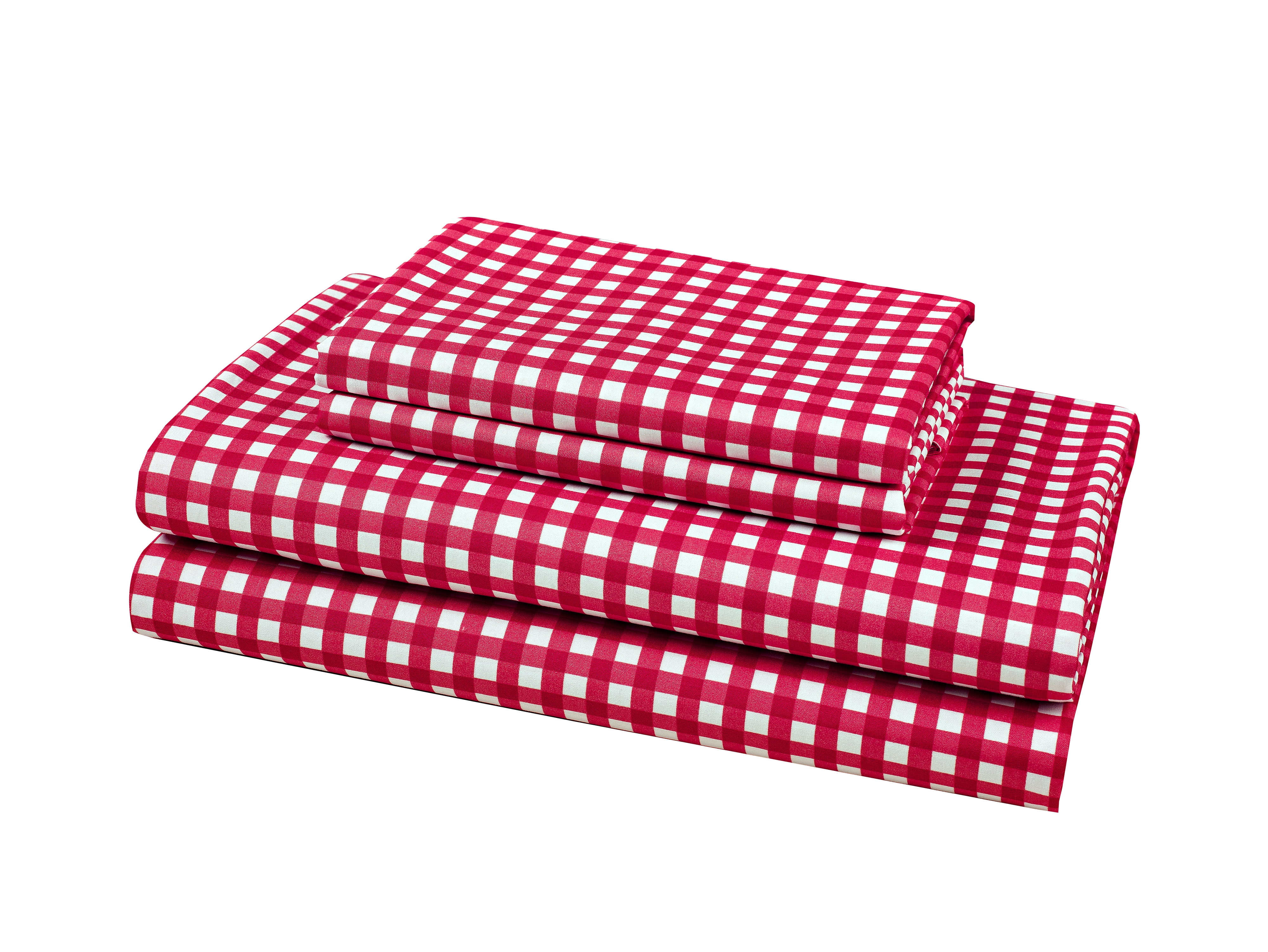 Mainstays Soft Wrinkle Resistant Microfiber Full Red Gingham Plaid ...