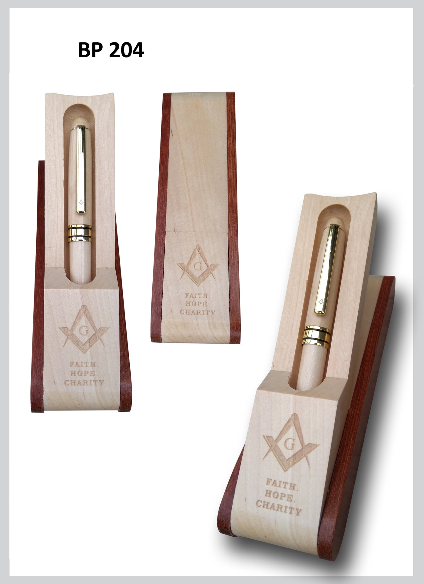 Wooden Masonic Pen with Engraved Wooden Box- US Veteran Seller ...