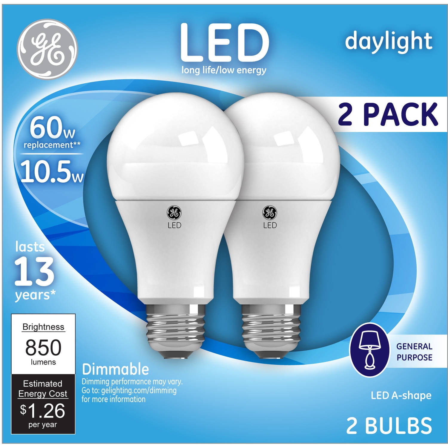 General Electric Led 11wt Dayl Standard Life Gen Purp 2pk - Walmart.com
