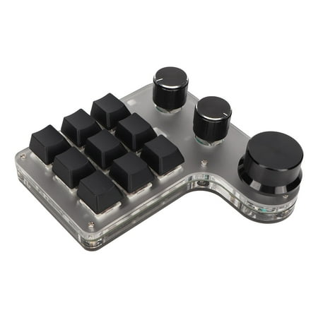One Handed Macro Mechanical Keyboard, 9 Key Multifunction DIY Programmable KeyPad With 3 Knobs ...
