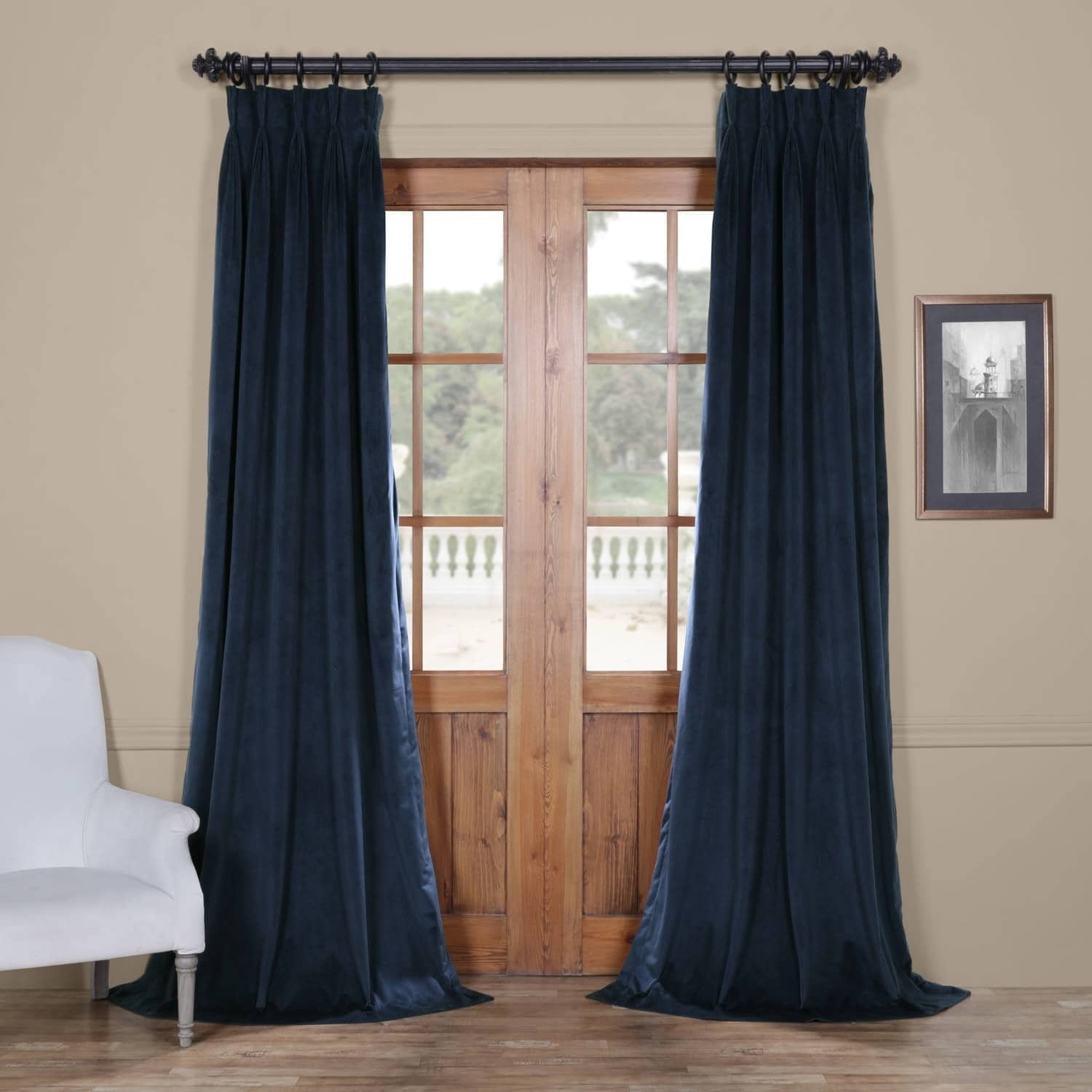 Exclusive Fabrics Signature Pinch Pleated Blackout Solid Velvet Curtain