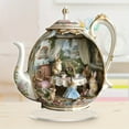 Easter Adorable Rabbits Teapot Scene Flat Acrylic Desktop Ornament for ...