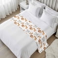 Cartoon Lions Giraffe Tiger Bed Runner Twin Size Cute Animal Leaf ...