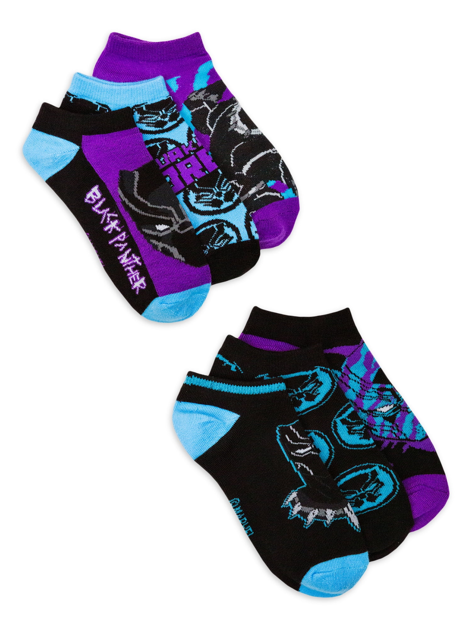 Black Panther Boys Socks, 6-Pack, No Show Style, Sizes S-L - Walmart.com
