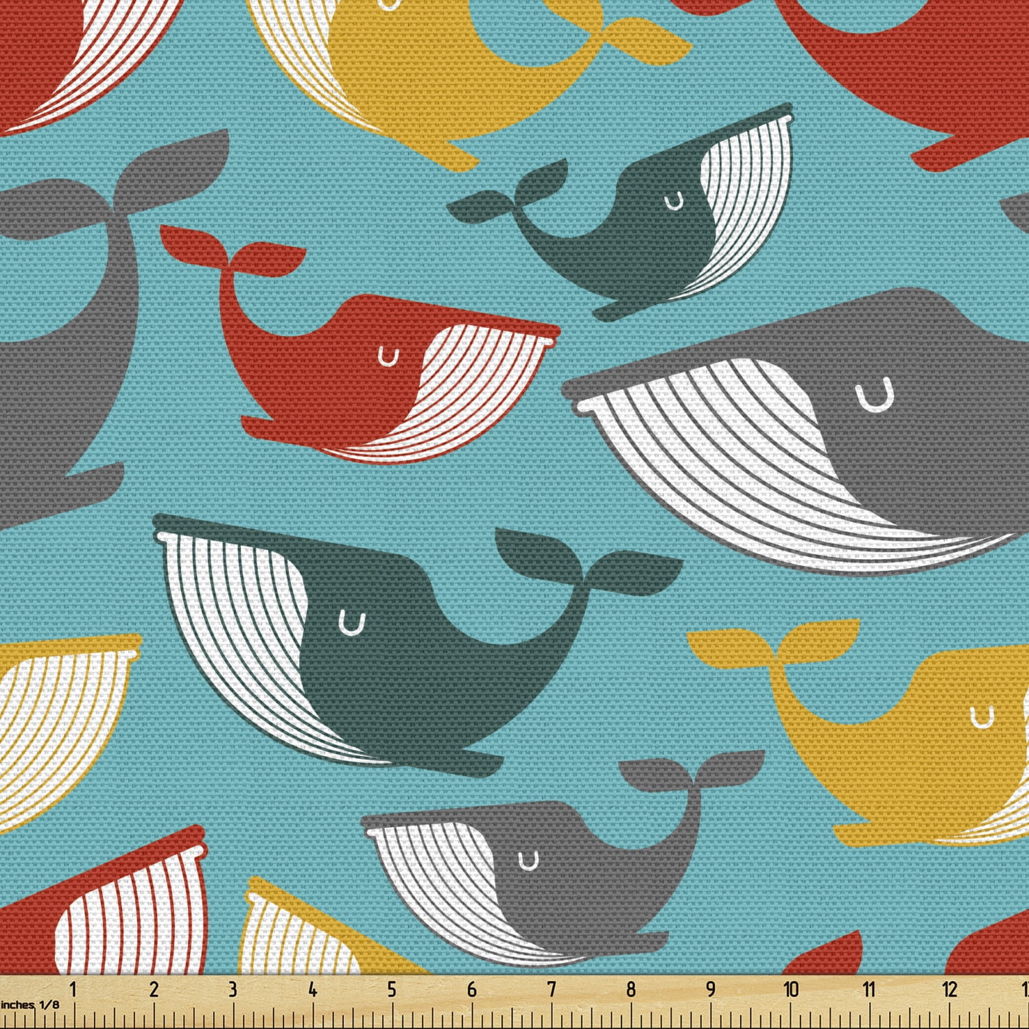 Underwater Fabric by the Yard, Pastel Whales Swimming in the Ocean ...