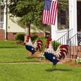 14.4in Iron Chicken Yard Art, Patriotic Metal Rooster Statue for 4th of ...