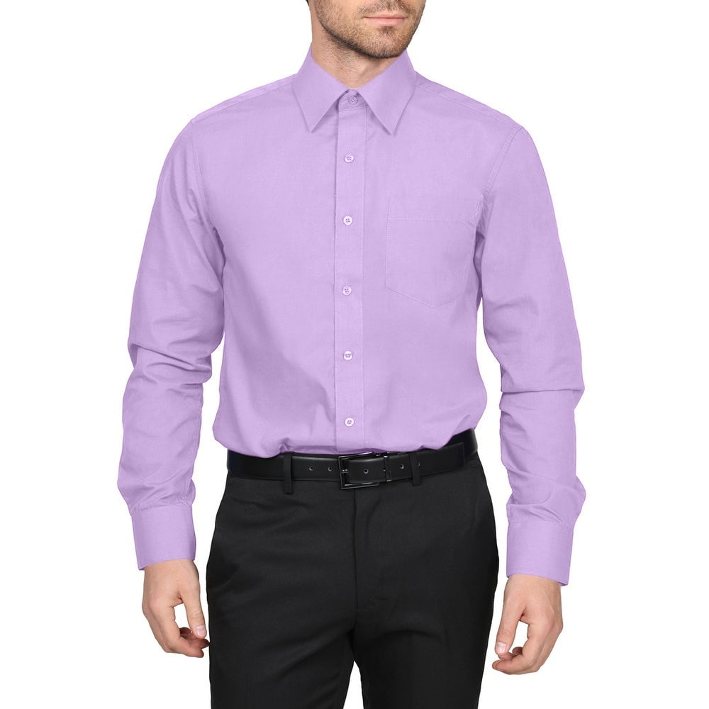 Men's Berlioni Long Sleeve Regular Fit Button Up Solid Dress Shirt ...
