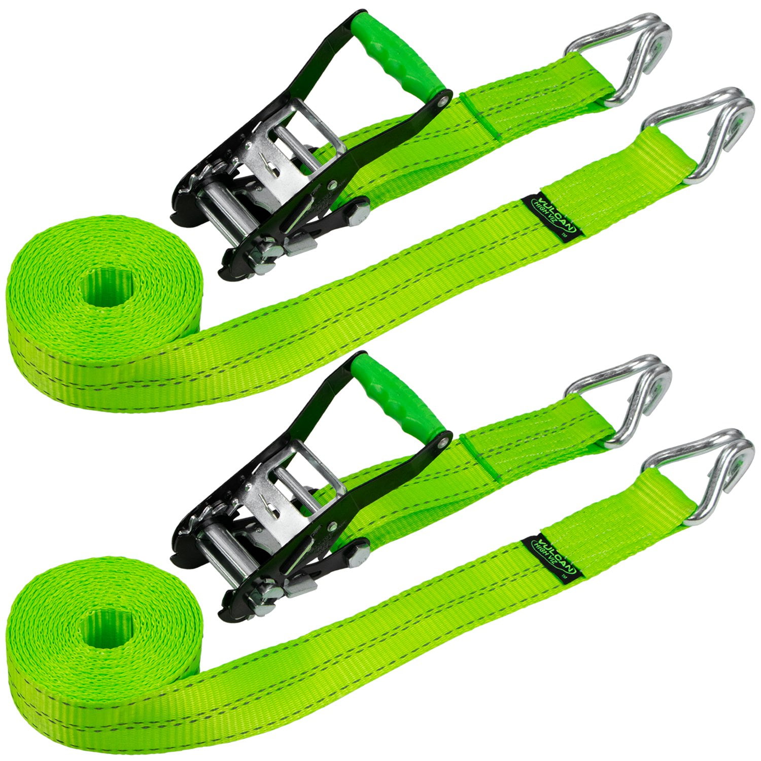 VULCAN Ratchet Strap with Wire Hooks - 2 Inch x 15 Foot, 2 Pack - High ...