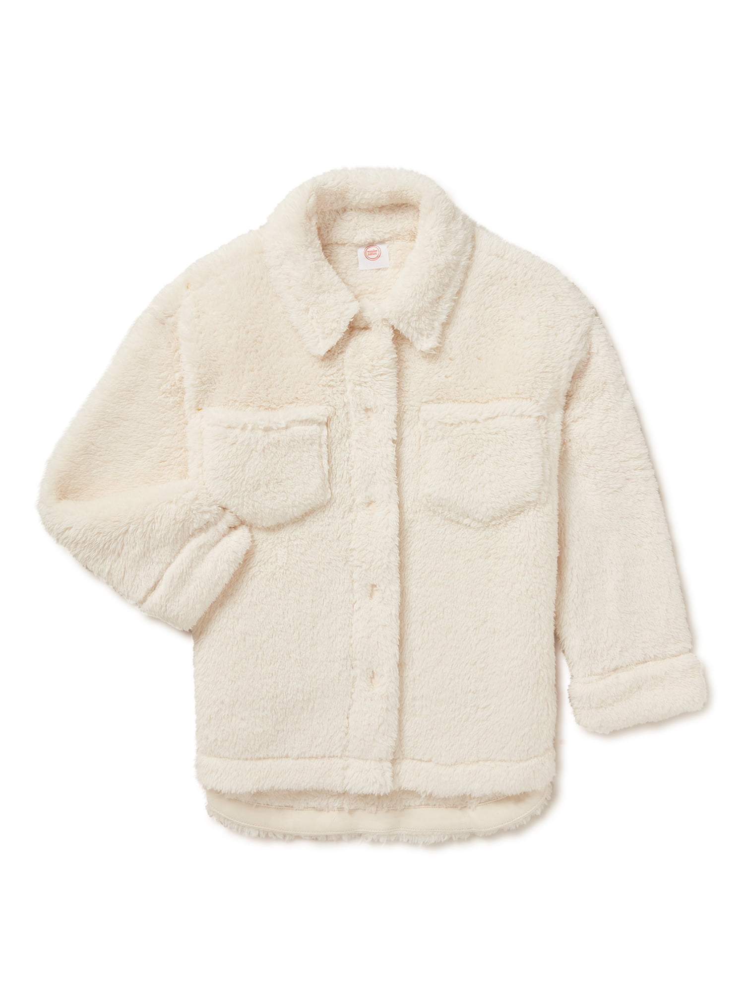 Wonder Nation Girls Faux Sherpa Shacket, Sizes 4-18 & Plus - Walmart.com