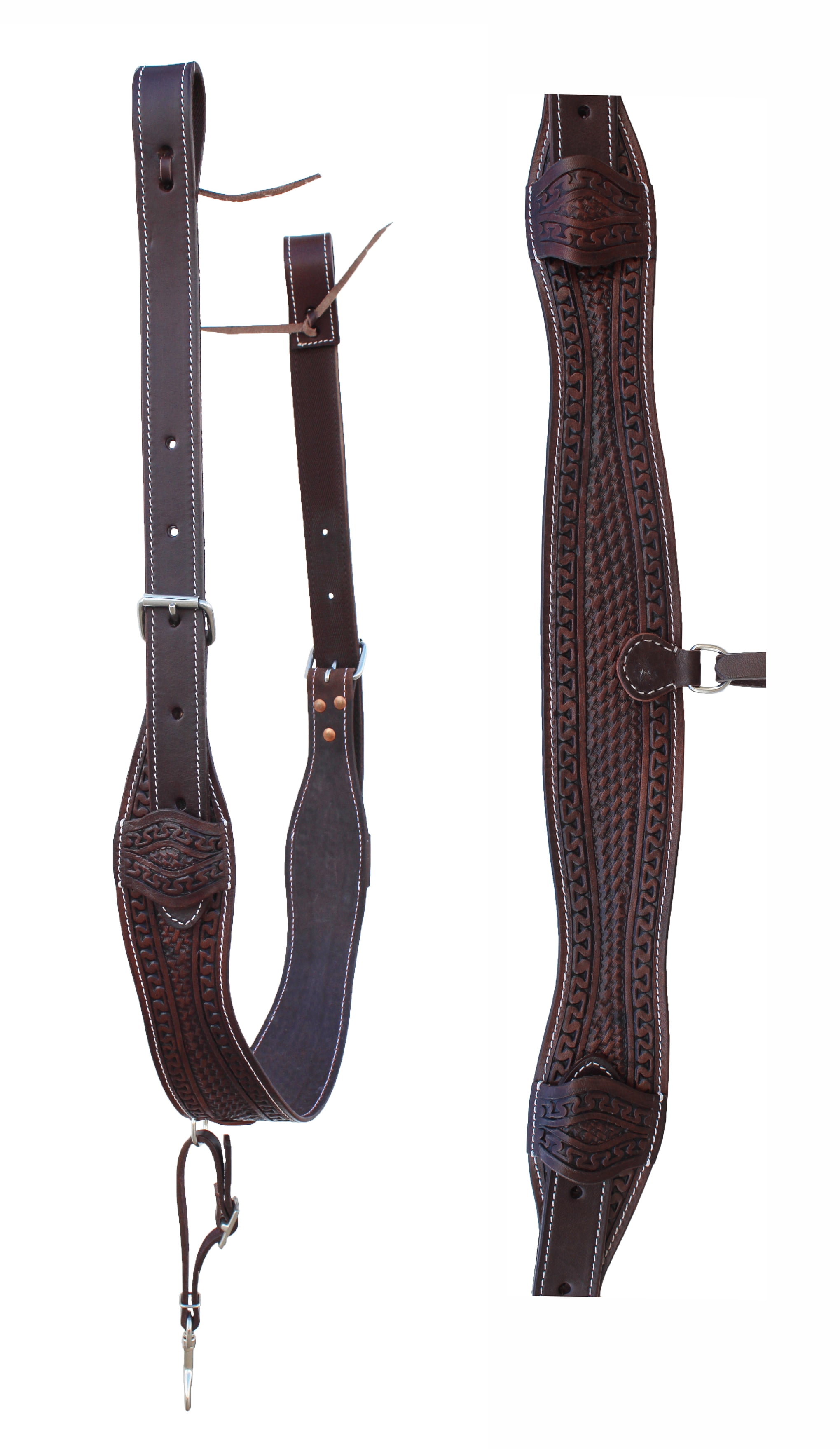 Horse Western Basket Weave Tooled Leather Rear Flank Saddle Cinch ...