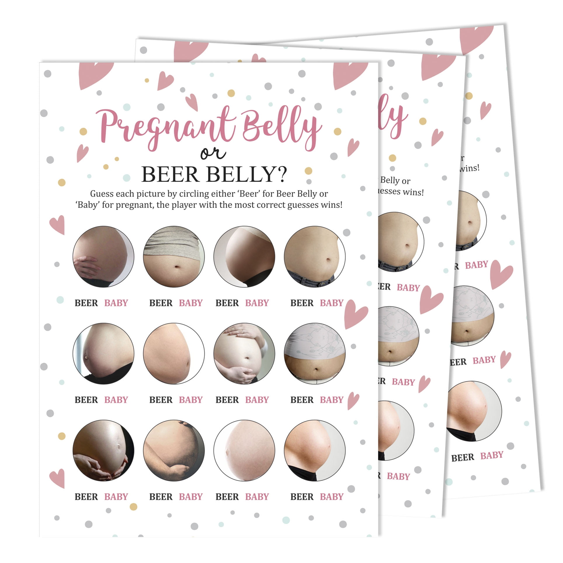 Inkdotpot Pregnant Belly Or Beer Belly Game Baby Shower Game Cards ...