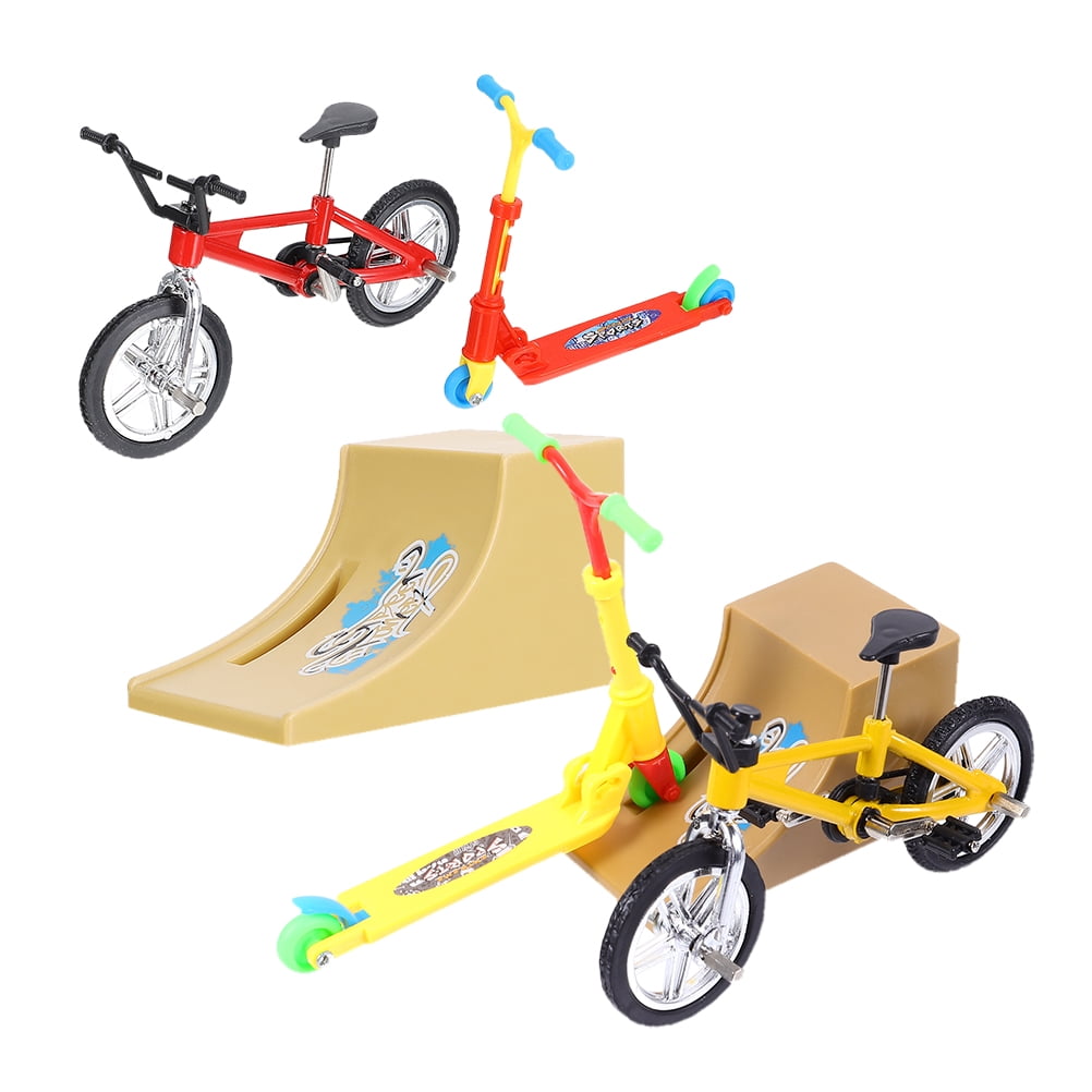 2 Sets Children Finger Bike Kit Mini Scooter Ramp Toy Fingertip Sports ...