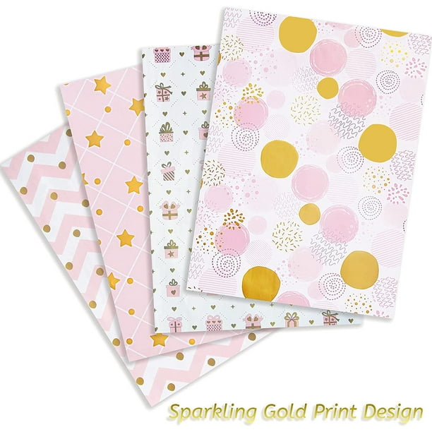 Pink Gift Wrapping Paper, (4 Sheets, 70x50cm) Gift Wrapping Paper for ...