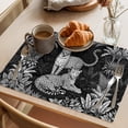 Black Leopard Placemats Set of 4 Tropical Plants Leaves Wildlife Animal ...