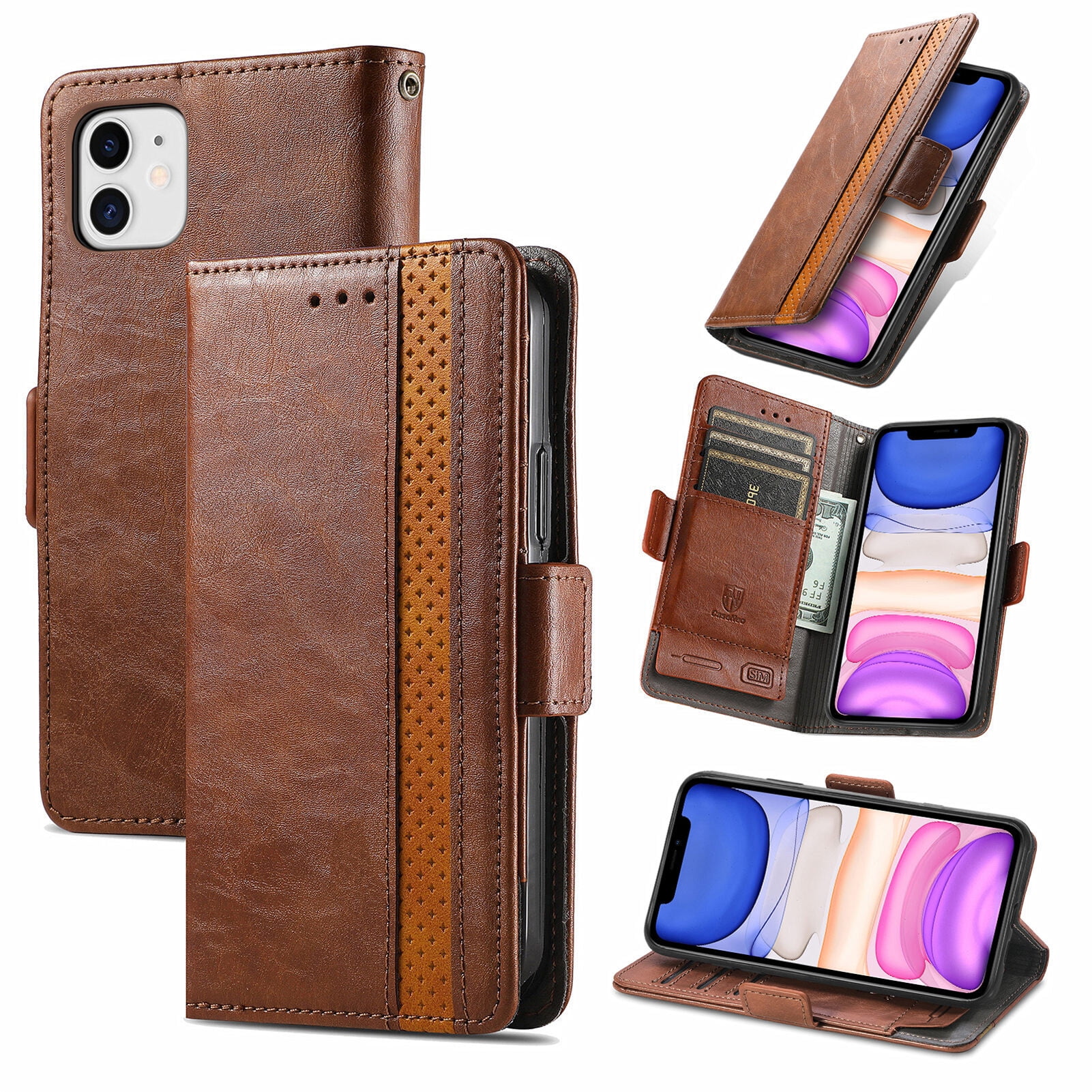 Case for iPhone 12 Mini Cover Leather Wallet Folio Case Book Design ...
