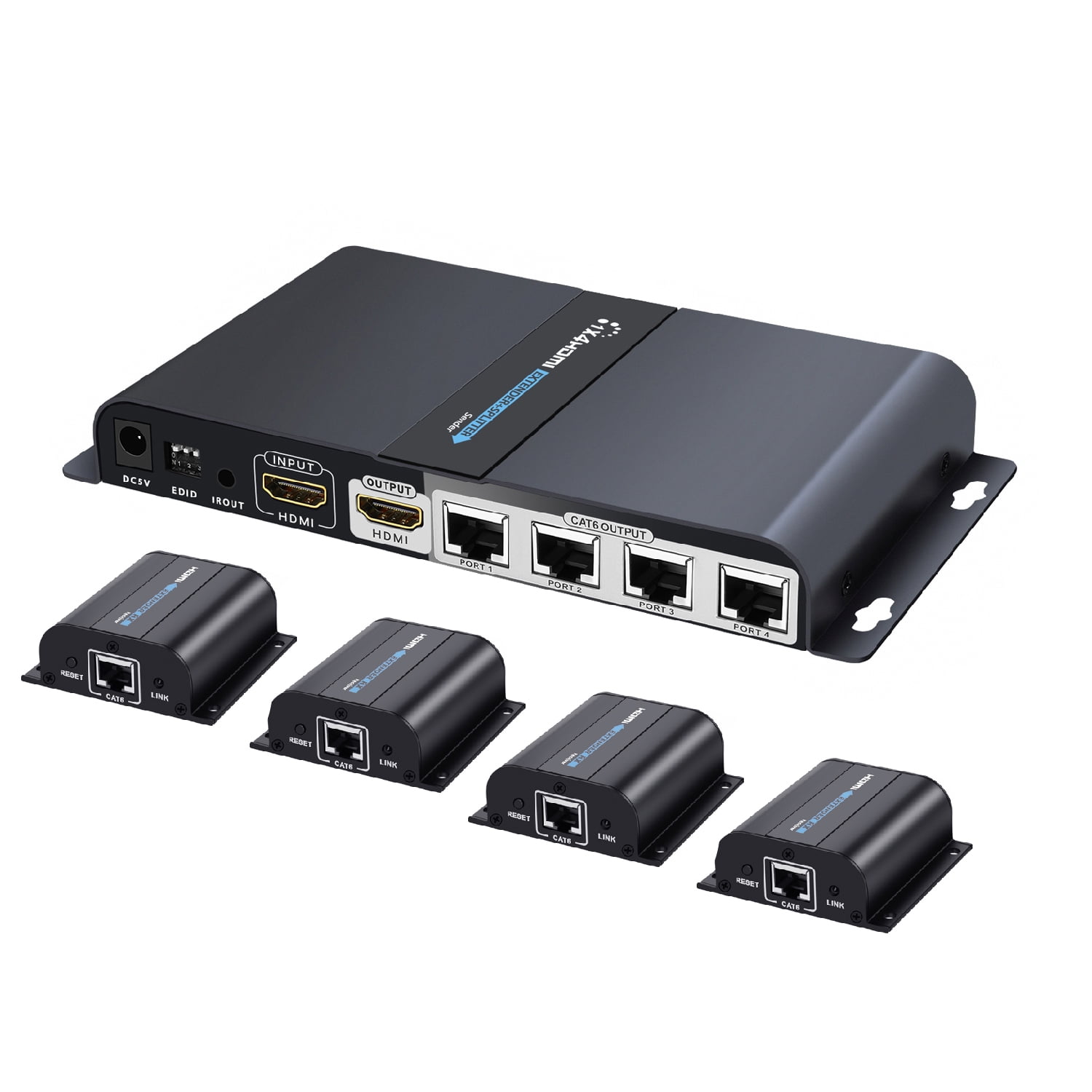 HDMI Extender Splitter over Ethernet Cat6/Cat7 Cable w/ IR Remote ...