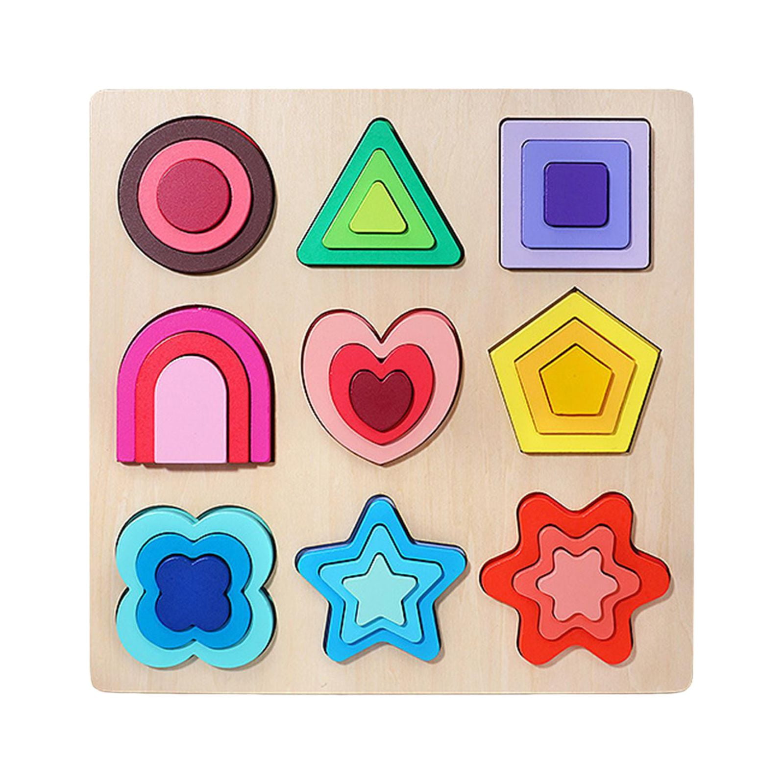 Wooden Shape Puzzle Sorter Blocks Montessori Toy Early Educational Toy ...