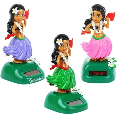 Jinsinto 3 Pack Solar Powered Hula Girl Bobble Shaking Head Doll Car ...