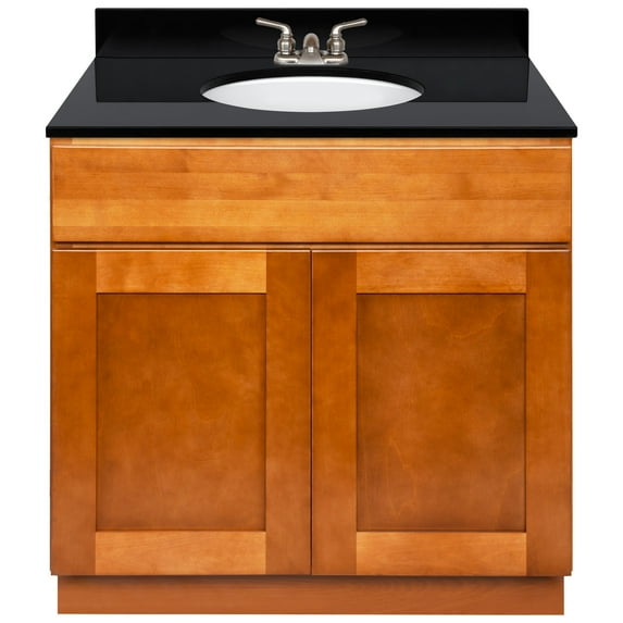 Brown Bathroom Vanity 36", Absolute Black Granite Top, Faucet LB3B ...